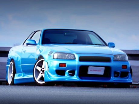 C-WESTエアロ＆前後ワイドフェンダー!ライトブルーマイカ塗装!ER34スカイライン2ドア25GT-Tの国内中古車を掲載