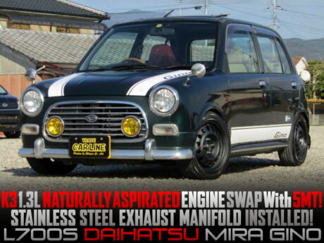 NA仕様K3型1300ccエンジンスワップ!ステンレスEXマニ!車高調!5速MT!L700S系ミラジーノの国内中古車を掲載