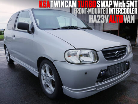 K6Aツインカムターボ載せ!前置きインタークーラー化!5速MT!エアコン良好!HA23V型アルトバンの国内中古車を掲載