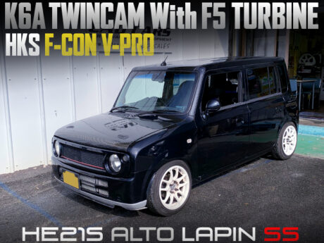 K6A改F5タービン!前置きインタークーラー化!HKS製F-CON V-PRO制御!5速MT!HE21S型アルトラパンSSの国内中古車を掲載